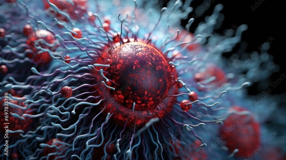 Structure of virus cells, highlighting the surface proteins and ...