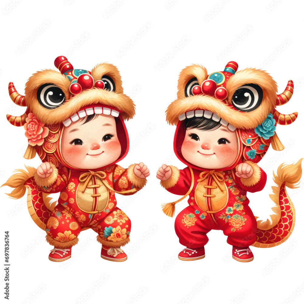 2024, Chinese New Year Watercolor Clipart, Baby Dragon, Cute Baby ...
