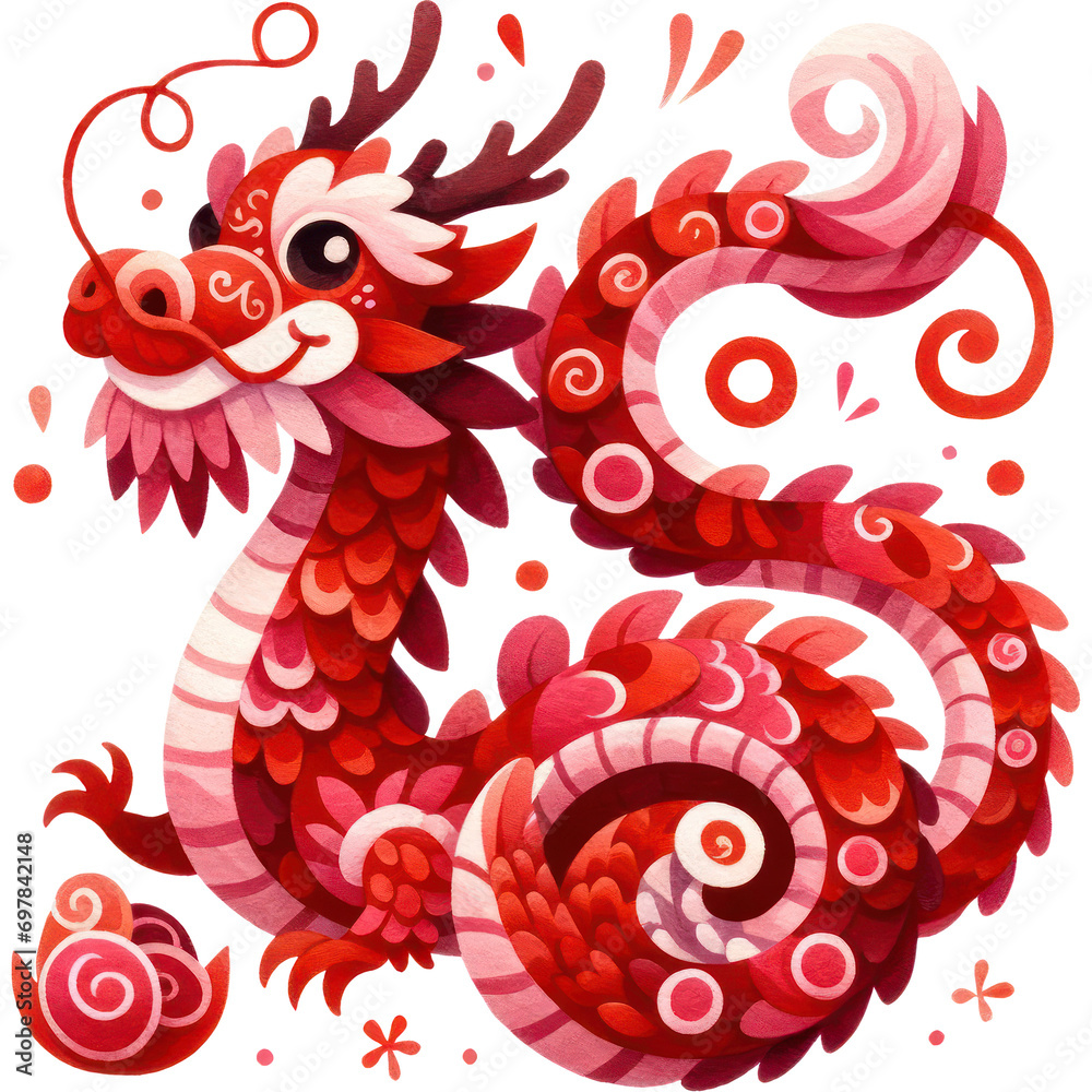 2024, Chinese New Year Watercolor Clipart, Cute Dragon, Chinese Lunar ...