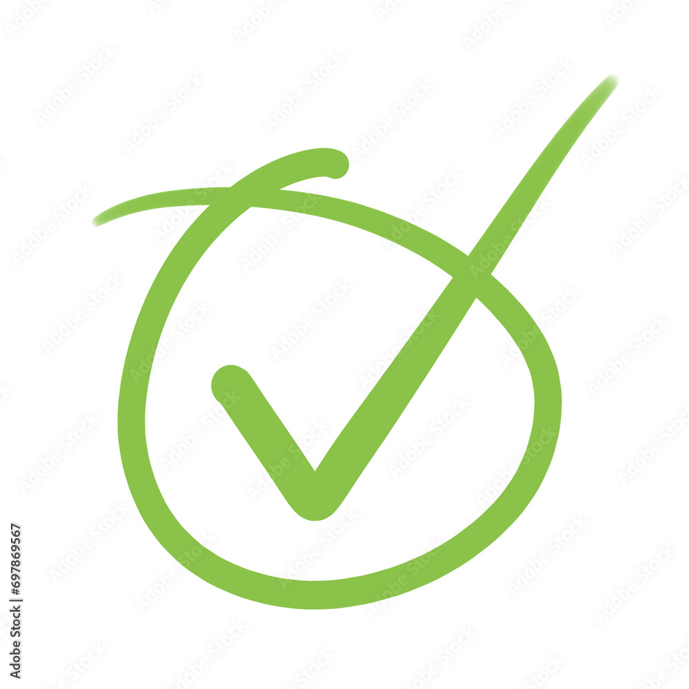 hand write green check mark png transparent background element Stock ...