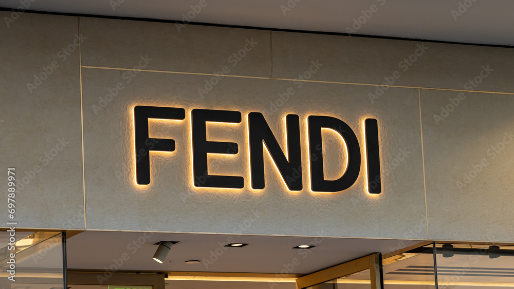 Honolulu, Hawaii \ USA - November 11 2023: Sign and logo of Fendi ...
