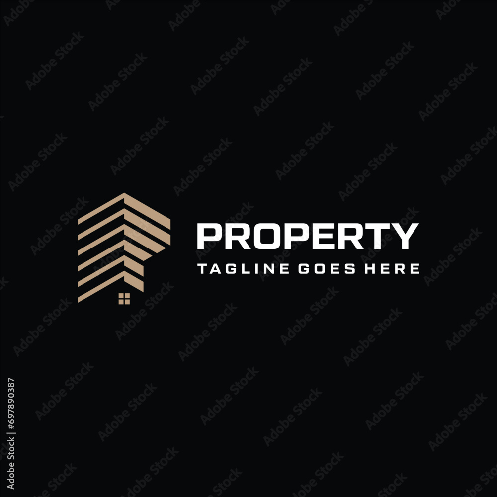 Initial Letter P Monogram with Modern Lines for Real Estate Property ...