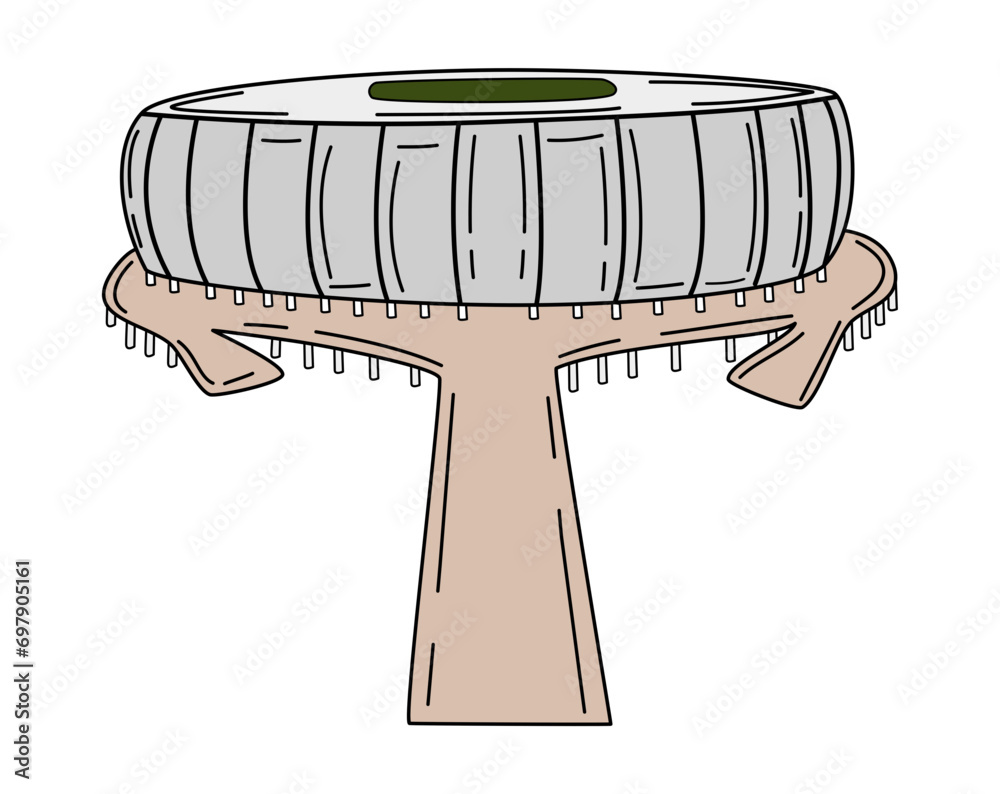 International Stadion Jakarta JIS in doodle style. Jakarta landmark and ...