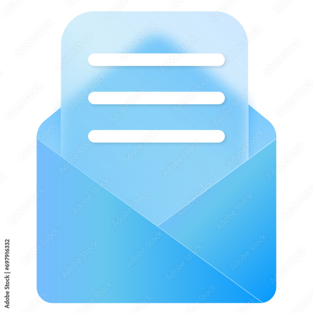Email Envelop Glassmorphism Frosted UI Icon Sign and Symbol Design ...