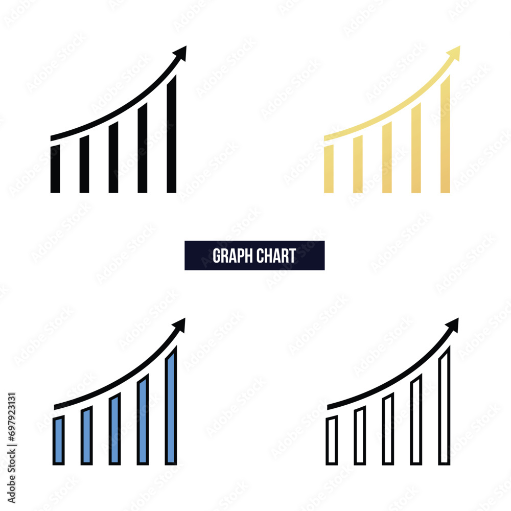 Flat graph chart icon set. Growth icon symbol. Stock Vector | Adobe Stock