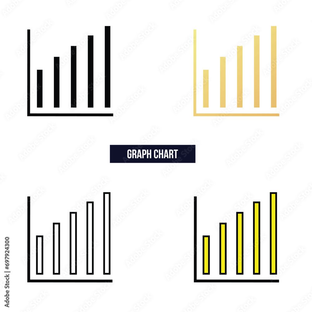 Flat graph chart icon set. Growth icon symbol. Stock Vector | Adobe Stock