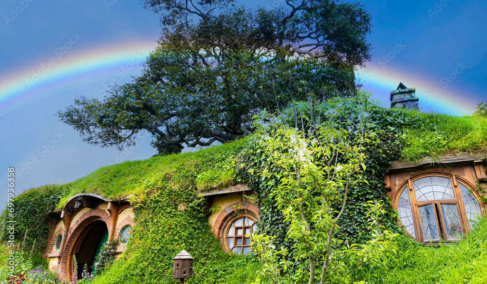 MATAMATA- NEW ZEALAND -NOVEMBER -2- 2022: Hobbiton - movie set created ...