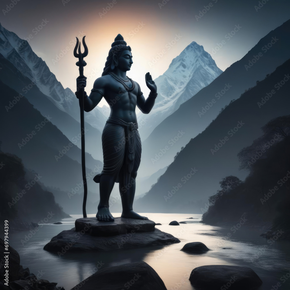 Ethereal Shiva - Silhouette of the god Shiva merged with the majestic ...