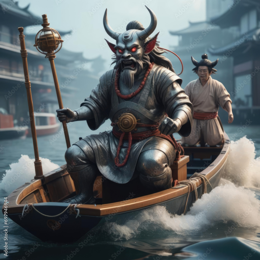 Ebisu the God of Fishermen - A traditional Japanese deity portrayed ...