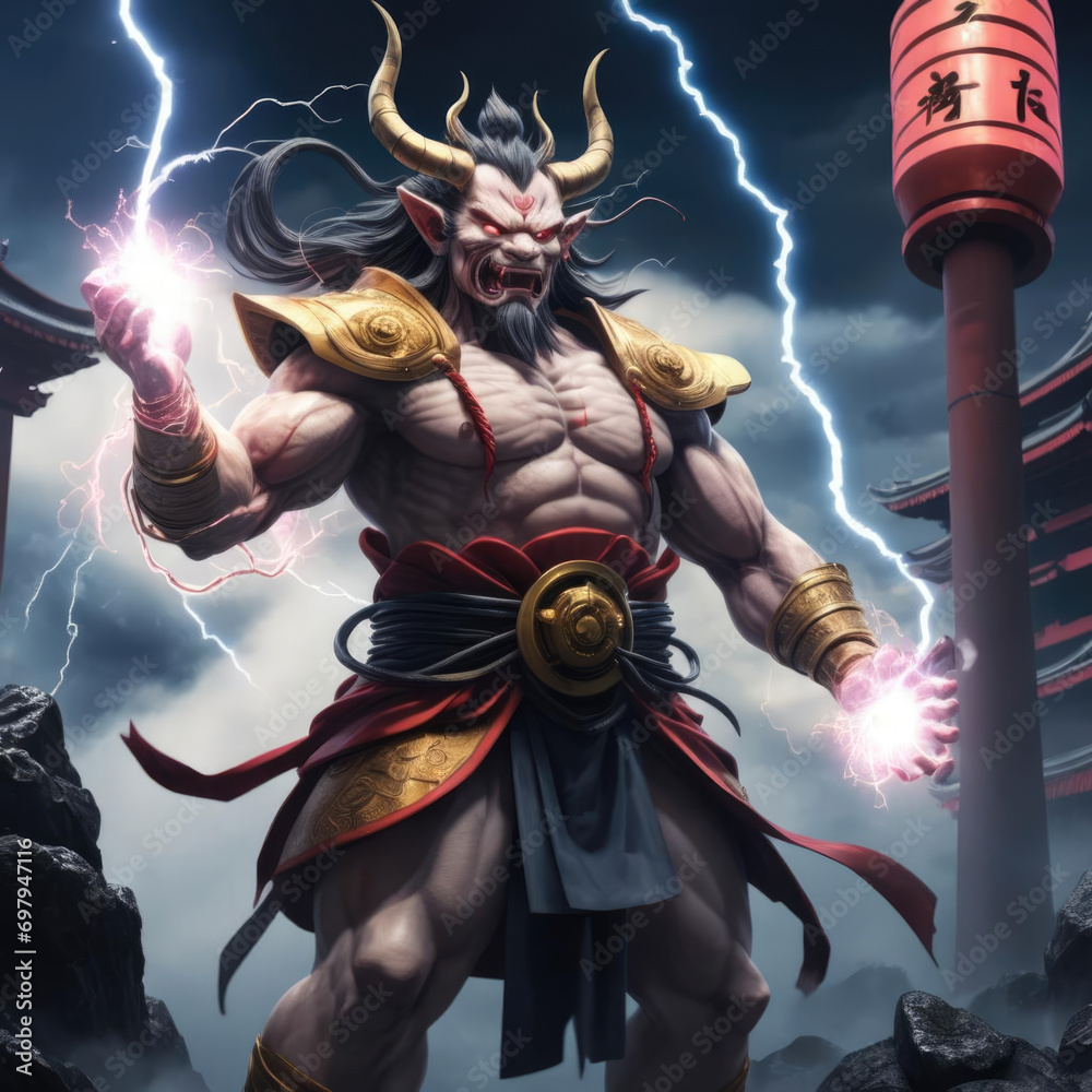 Raijin - Traditional Japanese Thunder God Generates Electricity for ...