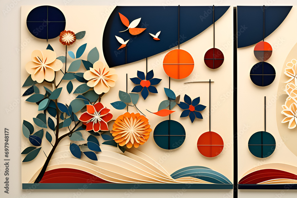 Combining traditional Korean patterns and geometric shapes, Hanji craft ...