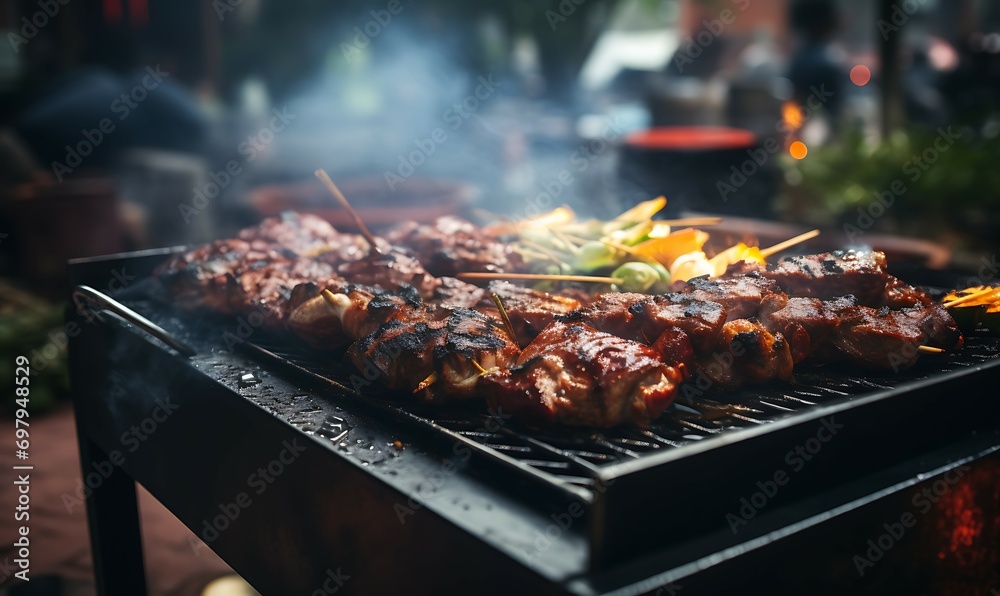 Sate Indonesian food Barbeque grill, photo product close up AI Image ...