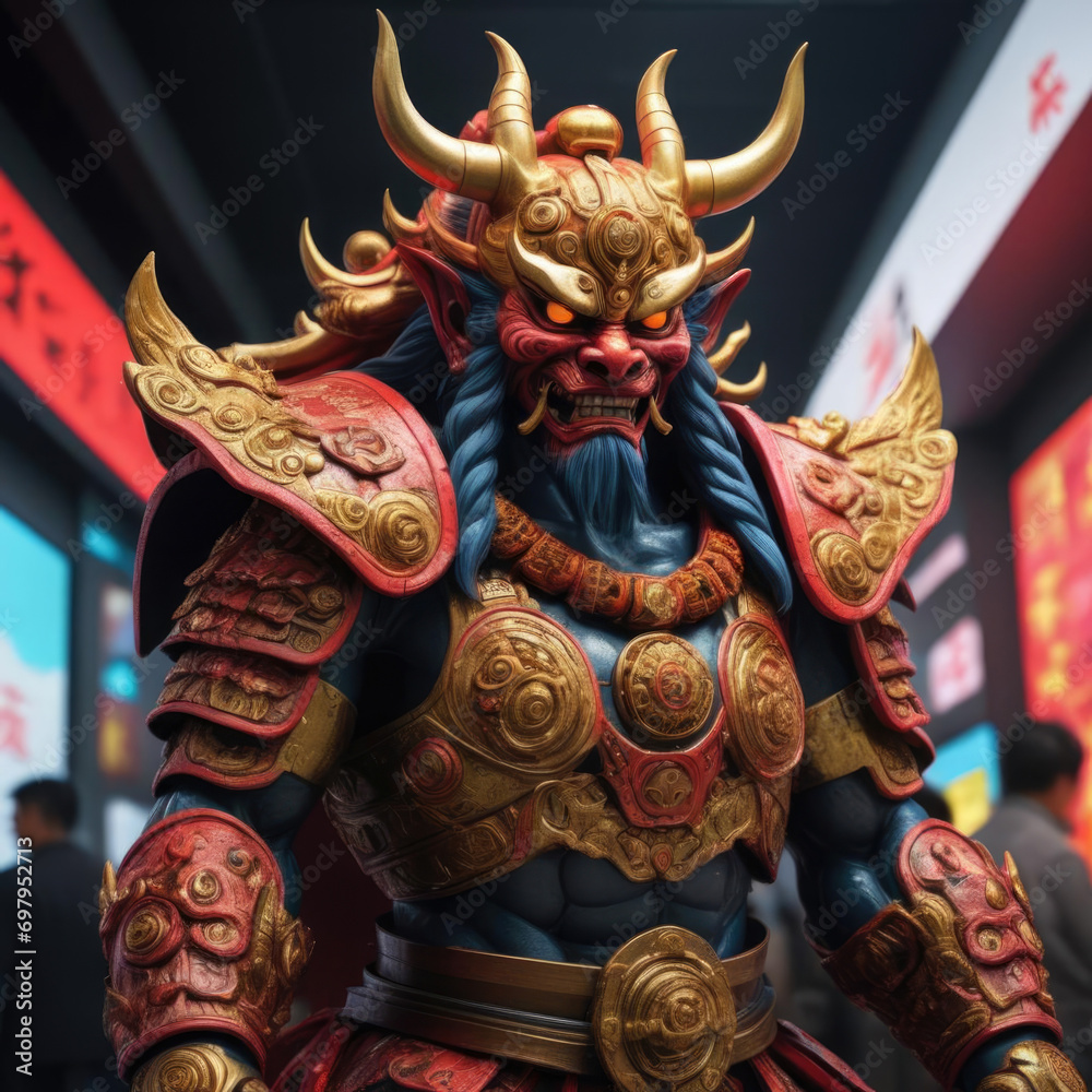 Bishamonten in Neon Pop Art - Traditional Japanese god of warriors ...