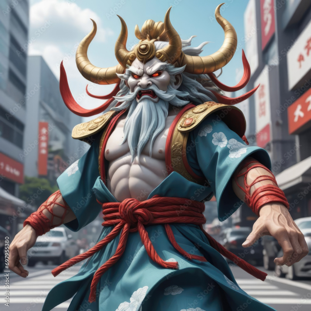 Fujin - God of Wind in Modern City: Vibrant Anime Style Digital ...