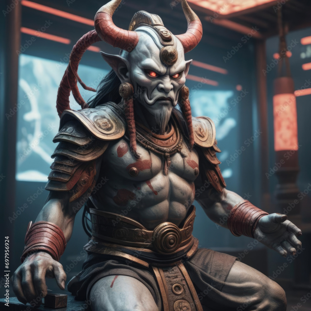 Hachiman the God of War in Virtual Reality - Retro-futuristic digital ...