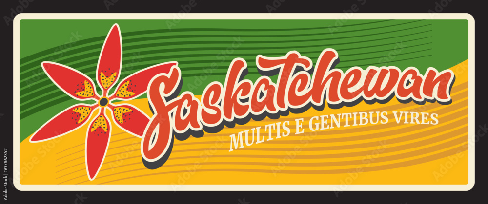 Saskatchewan Canadian province, multis e gentibus vires motto of ...