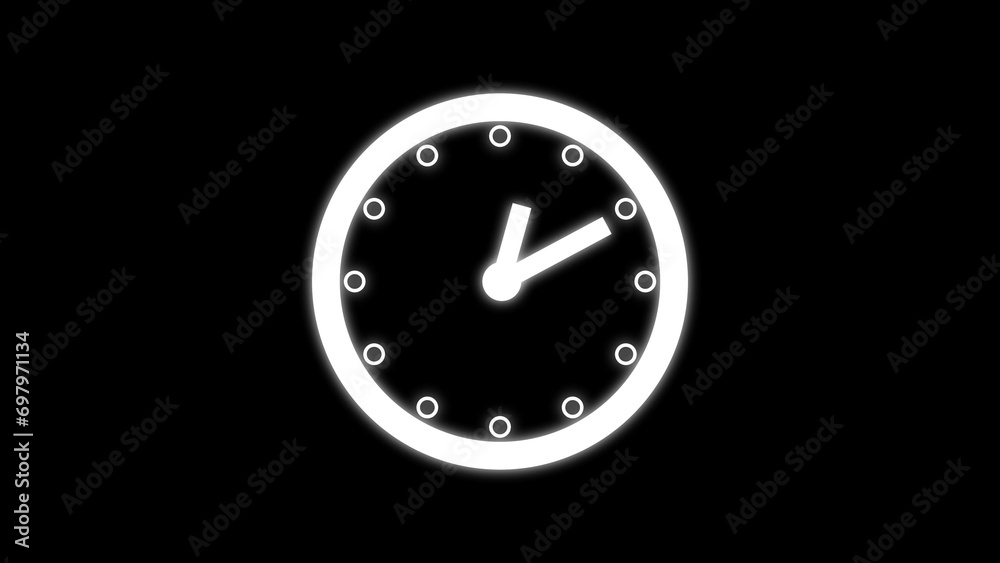 Cyan color clock icon flat style black background 24 Hour Day Fast ...