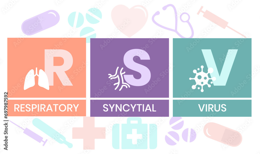 RSV Respiratory Syncytial Virus acronym. vector illustration concept with keywords and icons ...