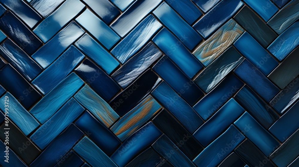 Dynamic and modern blue and black herringbone tile floor with tiles ...