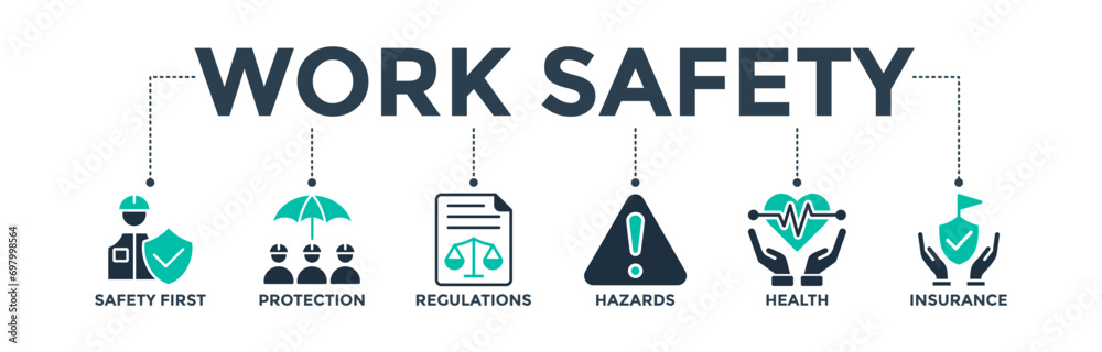 Work safety banner web icon vector illustration for occupational safety ...