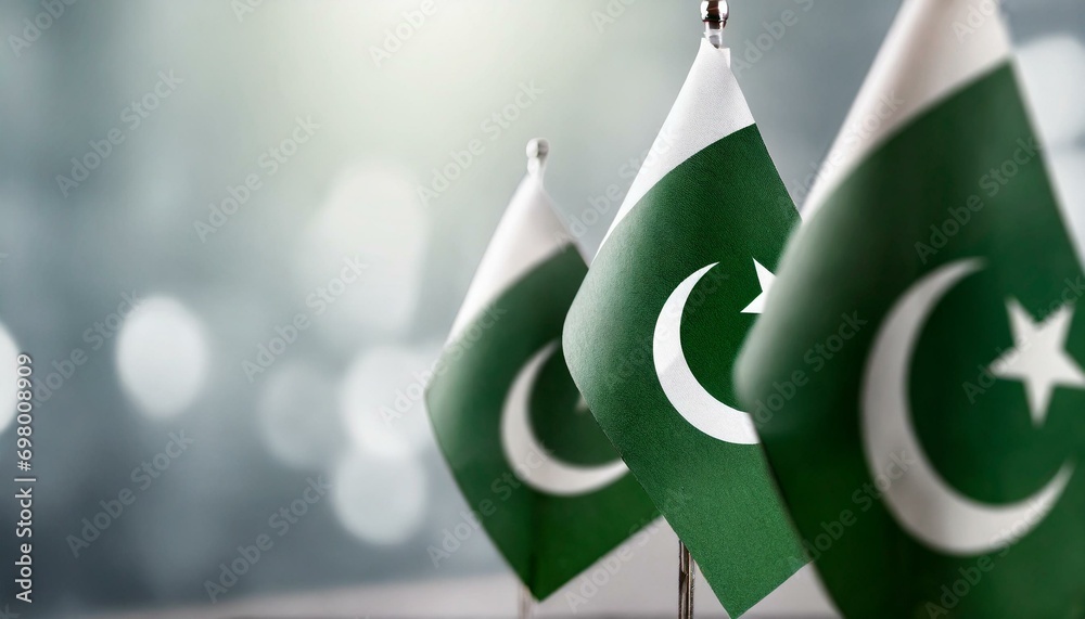 Small national flags of the Pakistan on a light blurry background Stock ...