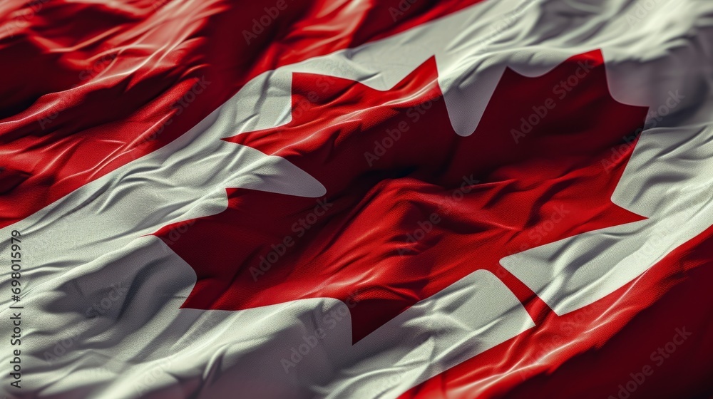 Flag of Canada. A beautifully folded flag featuring a red maple leaf ...