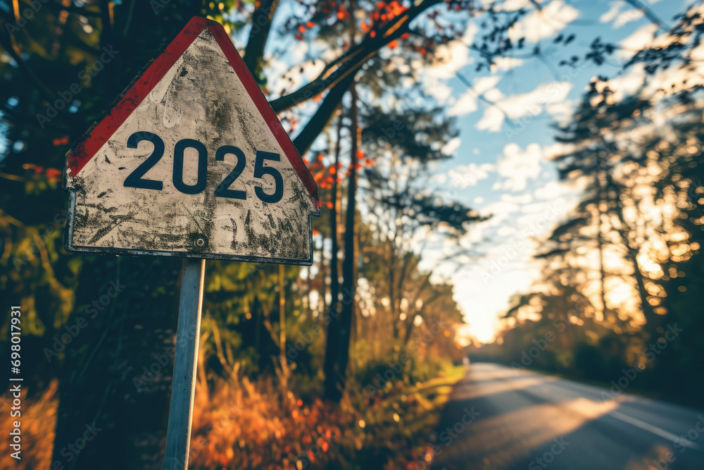 The Meaningful Text Numbers 2025 Displayed On A Road Sign Stock Photo ...