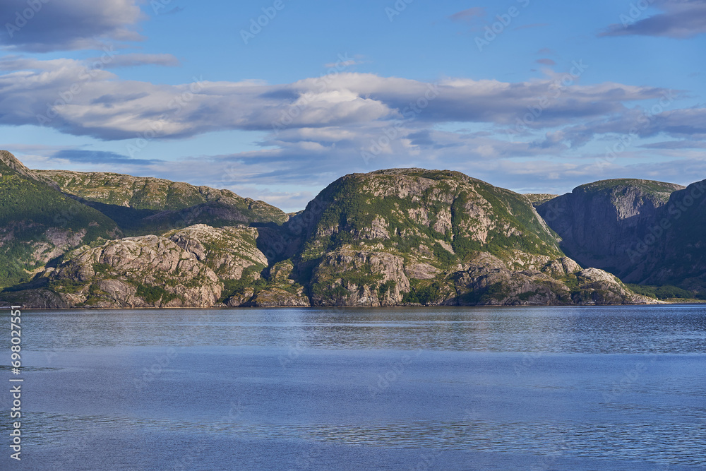 Landscape picture of wild and romantic coast of Norwegian sea in the ...