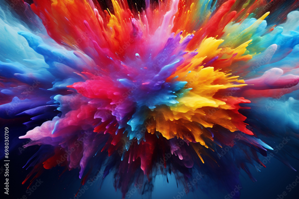 Electric bursts of color explode, forming an abstract psychedelic ...
