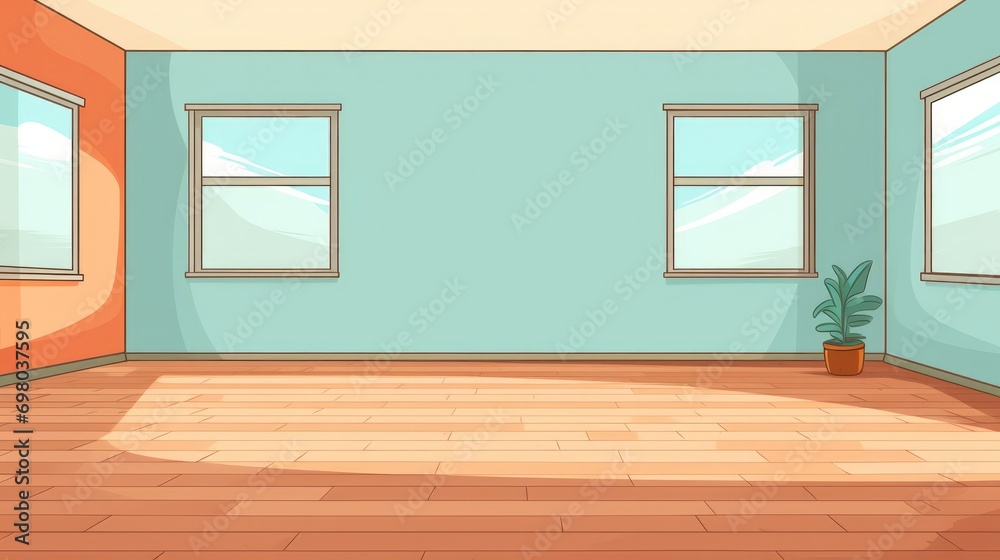 Empty colored unfurnished room, simple draw vector style Generative AI ...