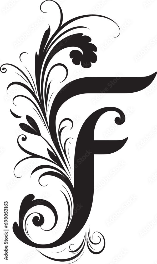 Festive Elegance Joyful Letter F Vector Typeface Fine tuned Serifs ...