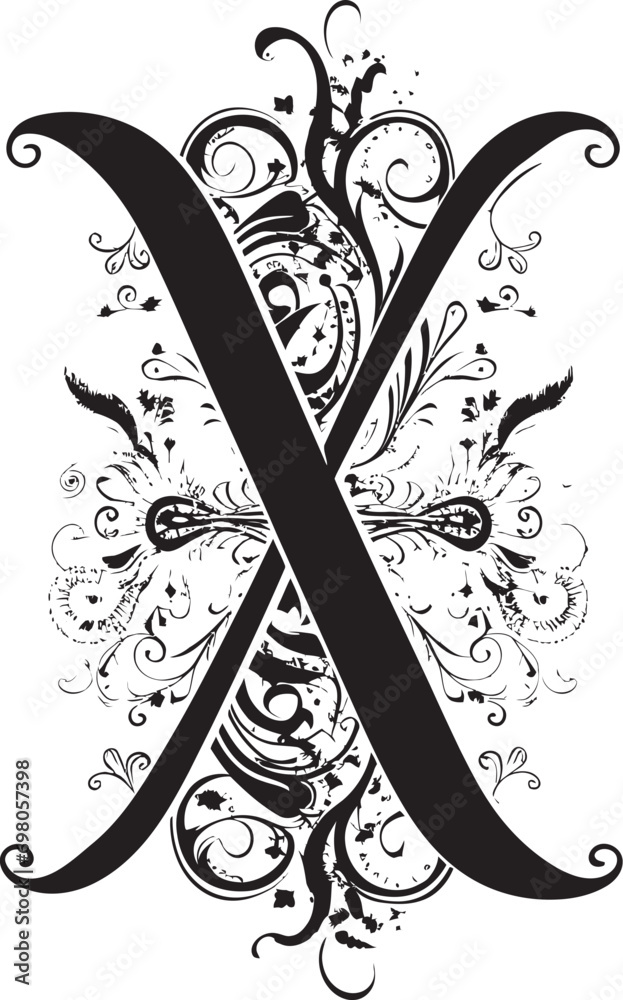 Xylo Script Musical Font X Vector Xanadu Patterns Mystical Letter X ...