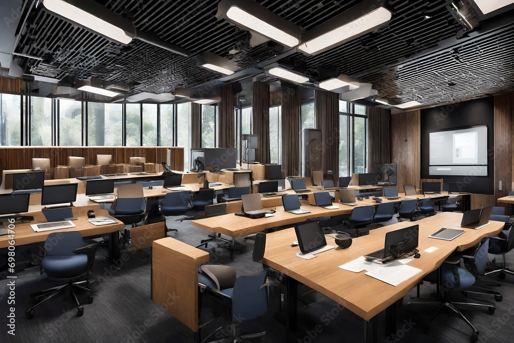 interior school room design with best ceiling and luxurious table and ...