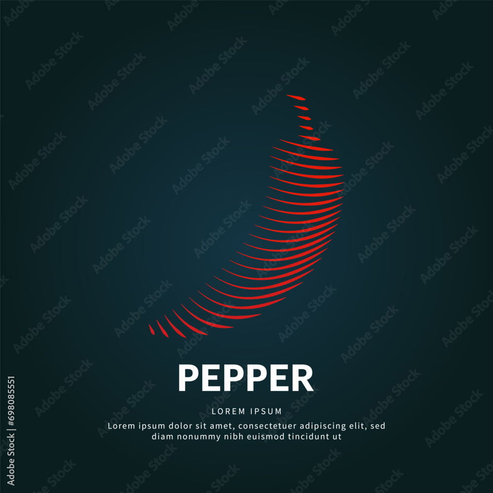 simple logo chili pepper Illustration in a linear style. Abstract line ...