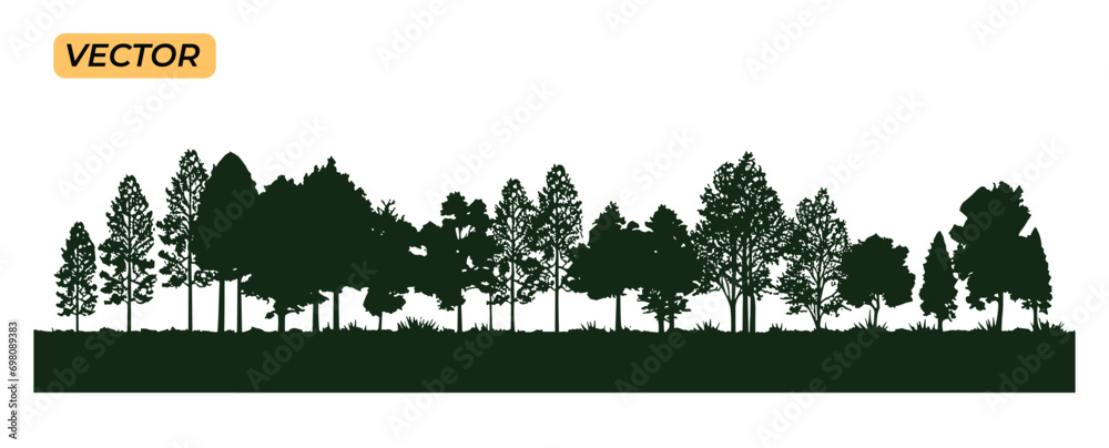 Architectural Landscape Design Elements: Evergreen Forest Tree Outlines ...
