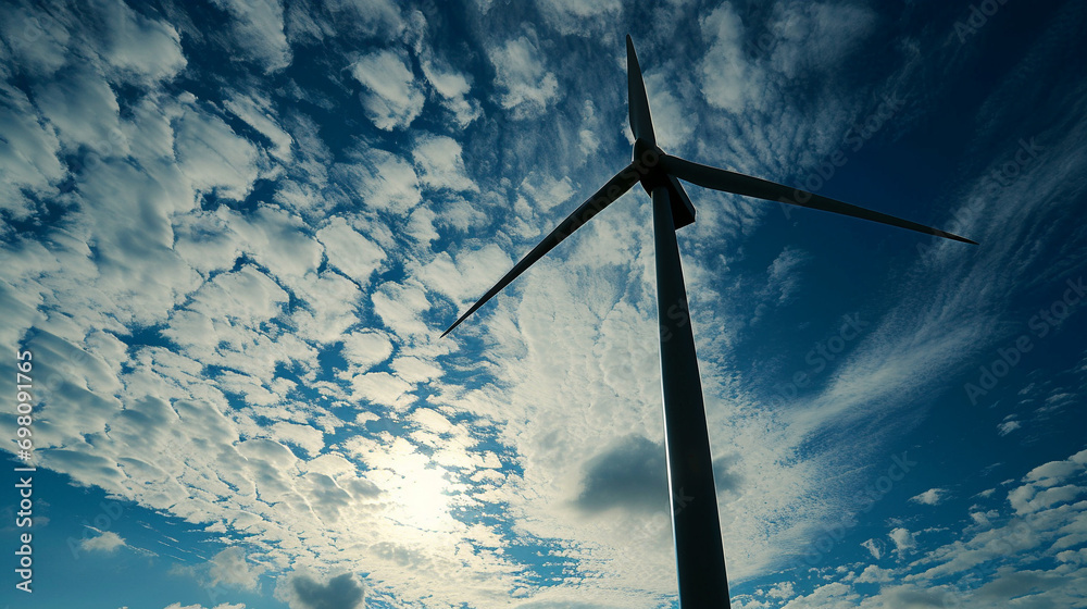 A wind turbine, its blades turning in the wind, is a symbol of hope and ...