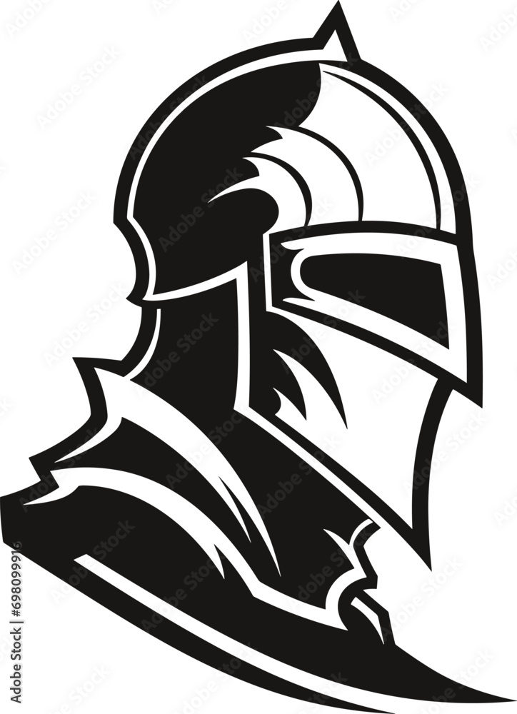 Medieval Knight Helmet Vector Illustration of Warrior Armor, a ...