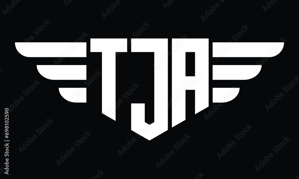 TJA three letter logo, creative wings shape logo design vector template ...