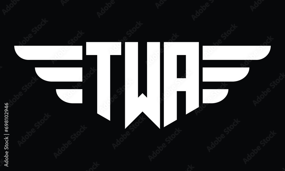 Vecteur Stock TWA three letter logo, creative wings shape logo design ...