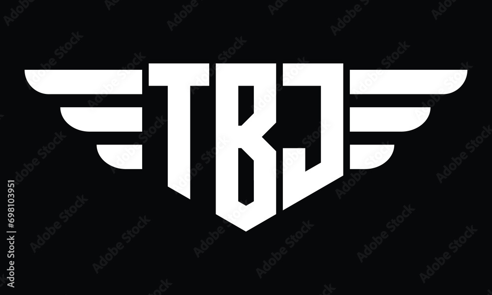 TBJ three letter logo, creative wings shape logo design vector template ...