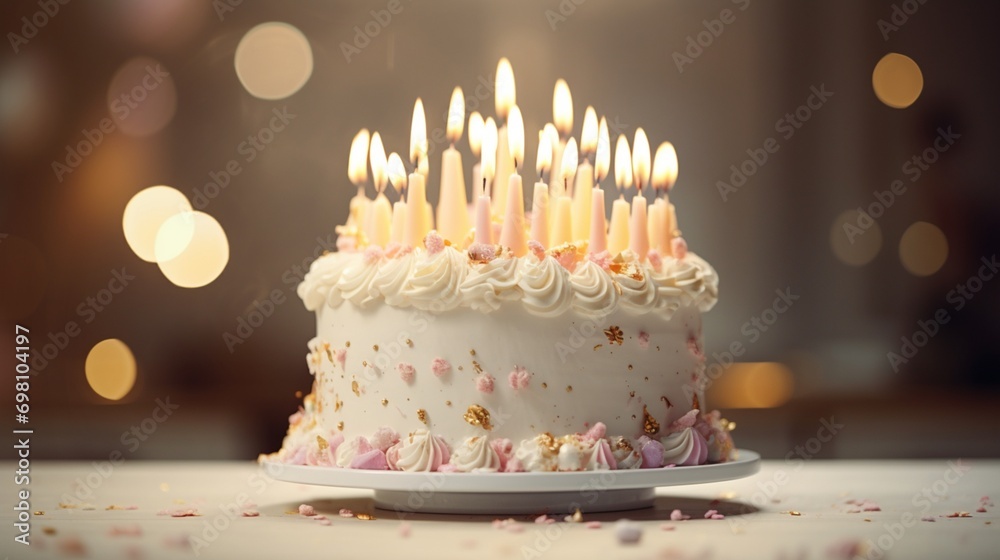 Wishing a happy birthday white cake Stock Photo | Adobe Stock