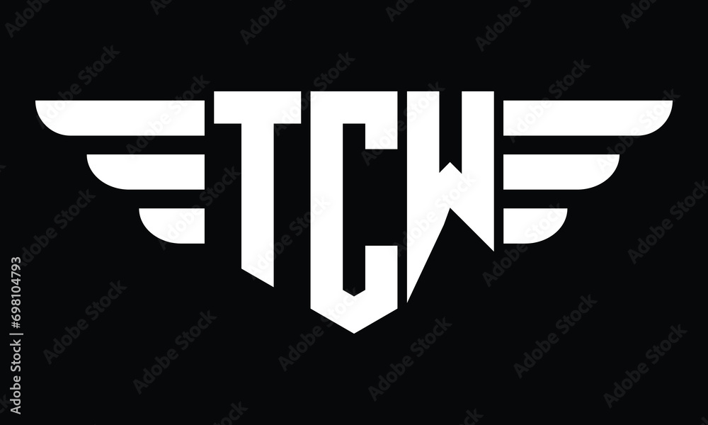 TCW three letter logo, creative wings shape logo design vector template ...