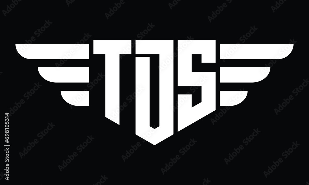 Vecteur Stock TDS three letter logo, creative wings shape logo design ...