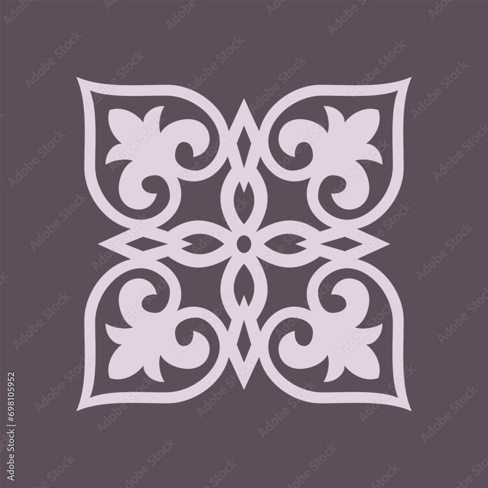 Vintage ornate linear ornaments in Kazakh traditional style. Asian ...