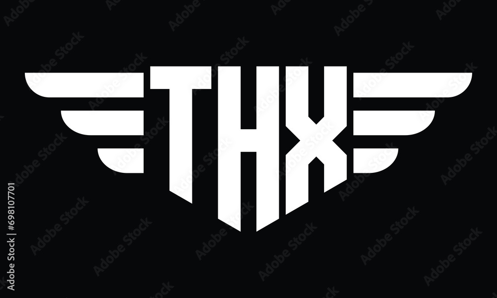 THX three letter logo, creative wings shape logo design vector template ...