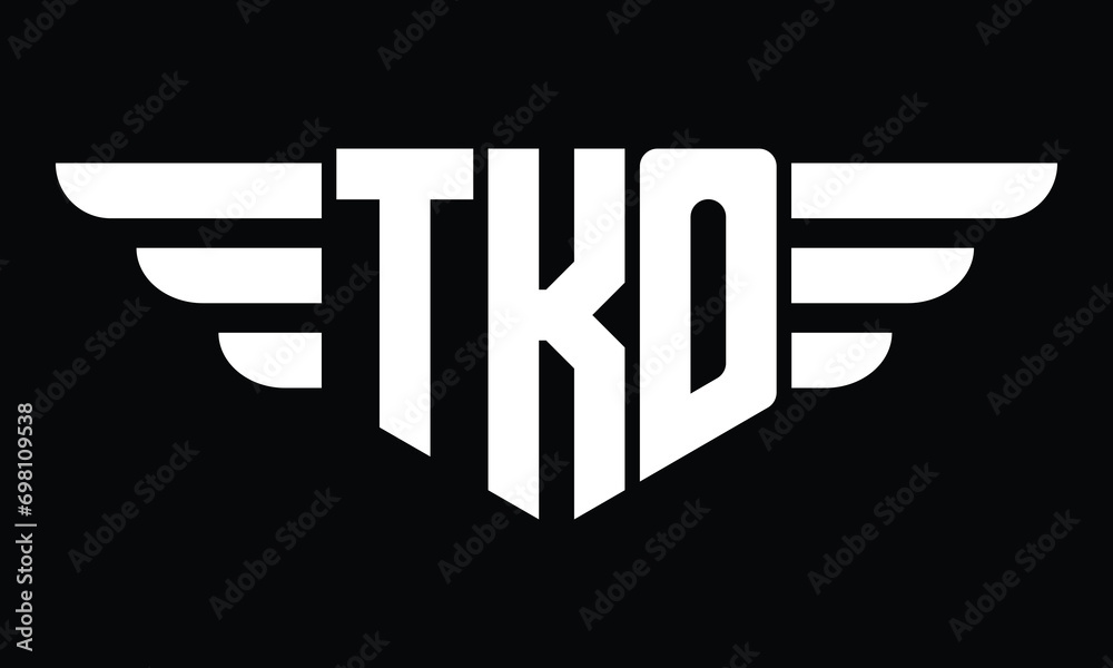 Vecteur Stock TKO three letter logo, creative wings shape logo design ...