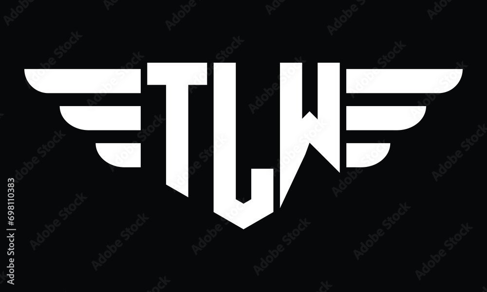 TLW three letter logo, creative wings shape logo design vector template ...