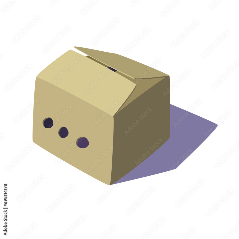 The cardboard box. Kraft. Brown. Closed. Hand drawn drawing. Vector ...