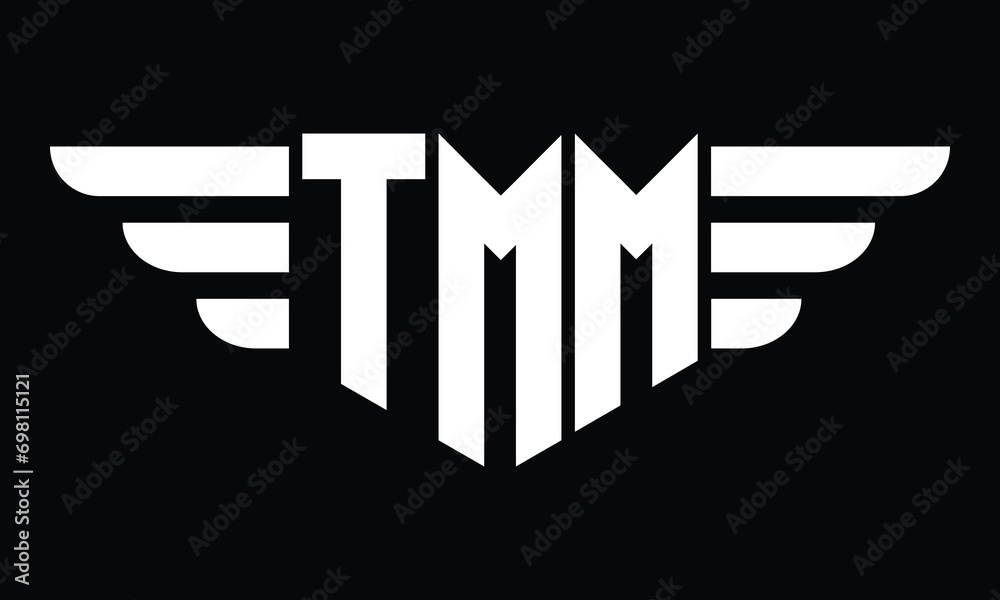 TMM three letter logo, creative wings shape logo design vector template ...