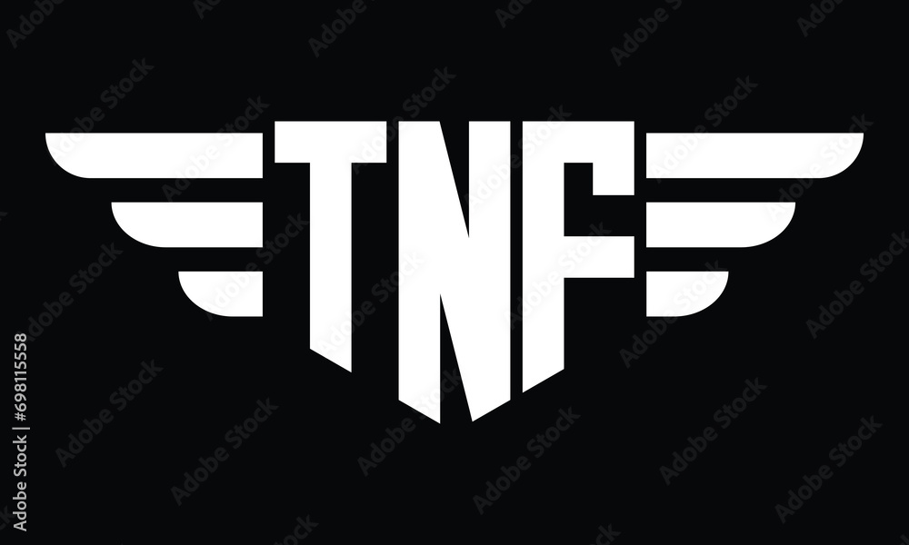 TNF three letter logo, creative wings shape logo design vector template ...
